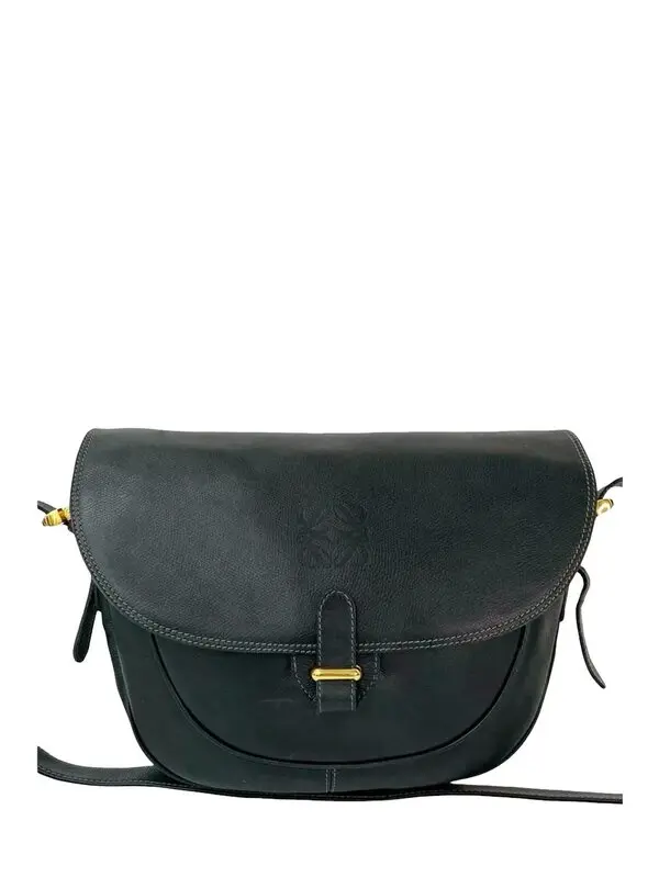 Loewe 2000-2025 Leather Anagram Crossbody Bag - Black