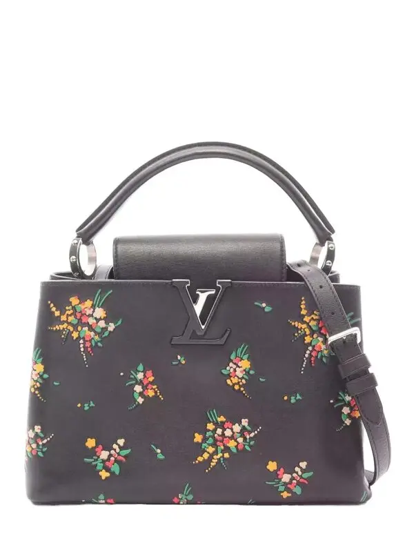 LOUIS VUITTON 2016 Leather Blossom Capucines Pm Satchel - Black