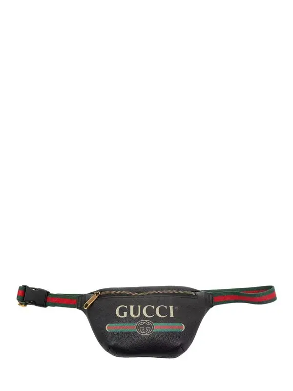 Gucci Grained Calfskin Logo Belt Bag - Black