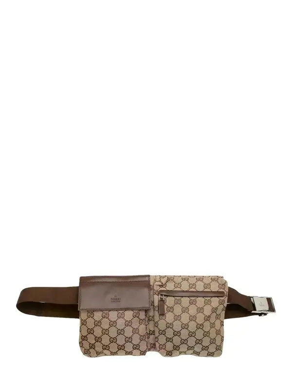 Gucci Gg Canvas Double Pocket Belt Bag - Neutrals