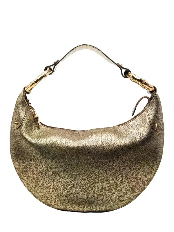 Gucci Medium Metallic Leather Bamboo Ring Hobo Bag - Gold