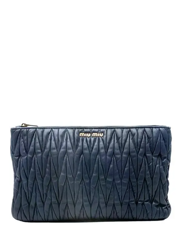 Miu Miu Matelassé Nappa Clutch Bag - Blue