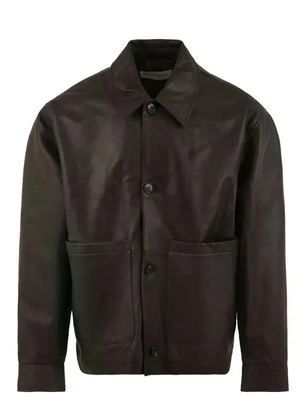 AMARANTO Patch-pocket Leather Jacket - Brown