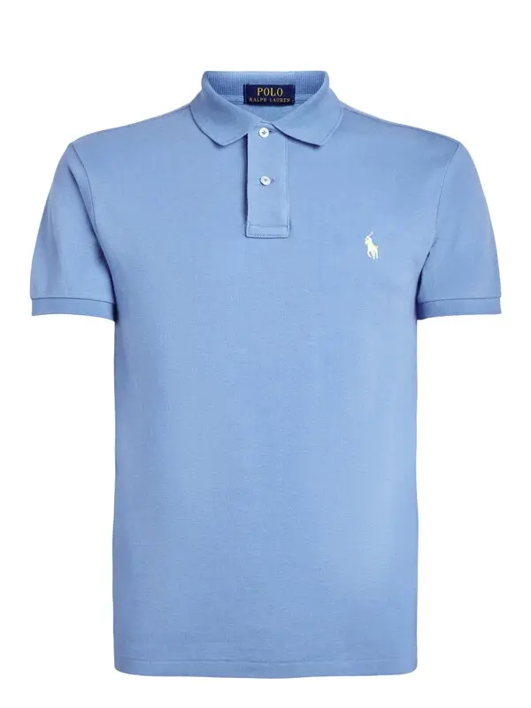 Polo Ralph Lauren Cotton Mesh Custom Slim Fit Polo Shirt With Embroidered Pony - Blue