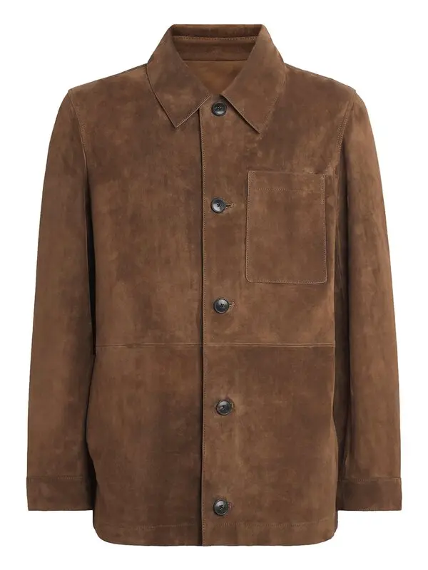 YVES SALOMON Suede Overshirt - Brown