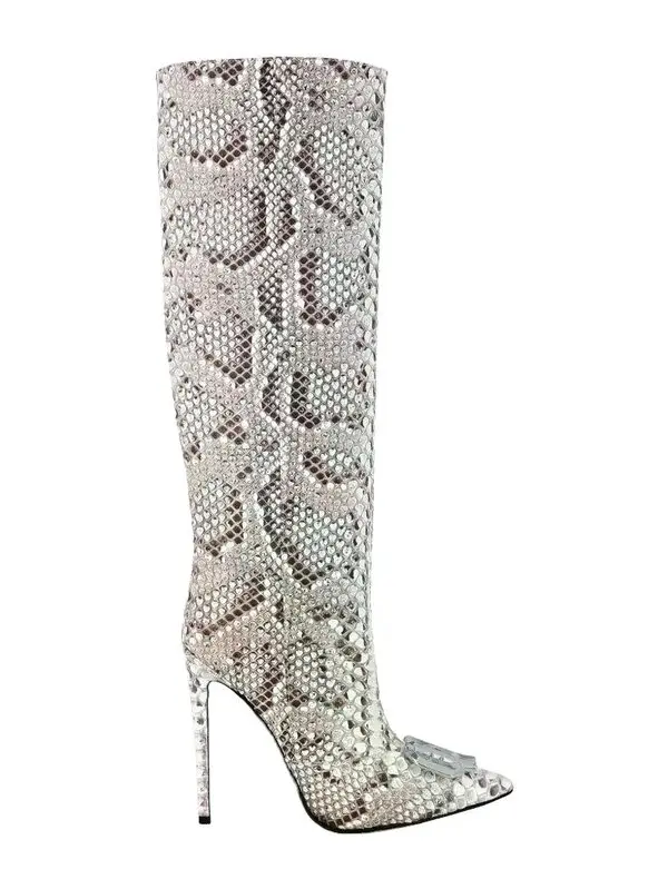 Philipp Plein Python-skin Jewel Monogram Boots - Neutrals