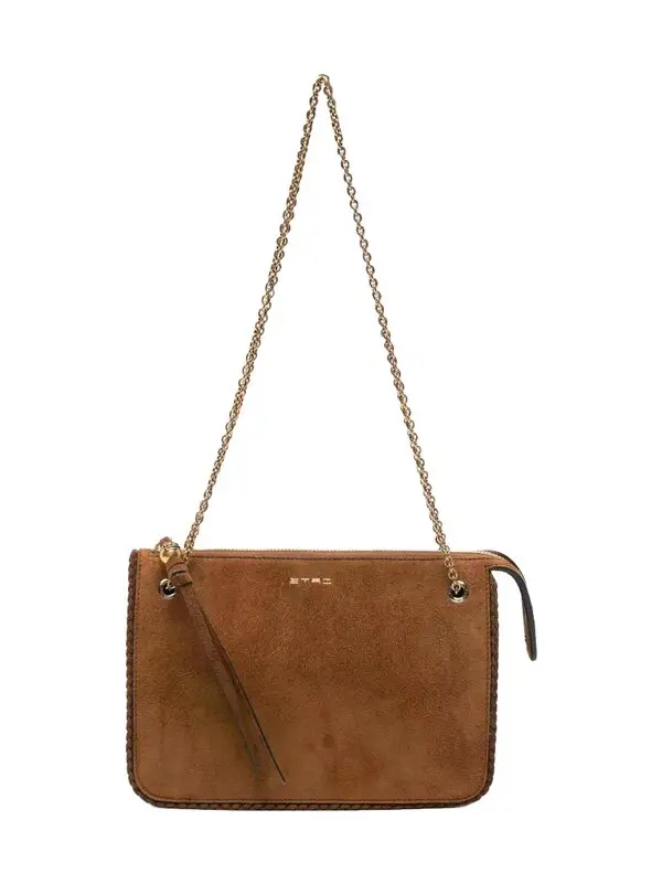 Etro Logo-detail Leather Shoulder Bag - Brown