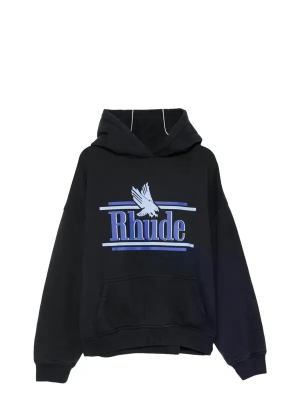 Rhude Logo-print Pouch-pocket Hoodie - Black
