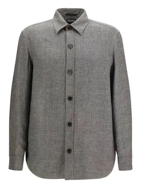 Zegna Textured Long-sleeve Overshirt - Grey