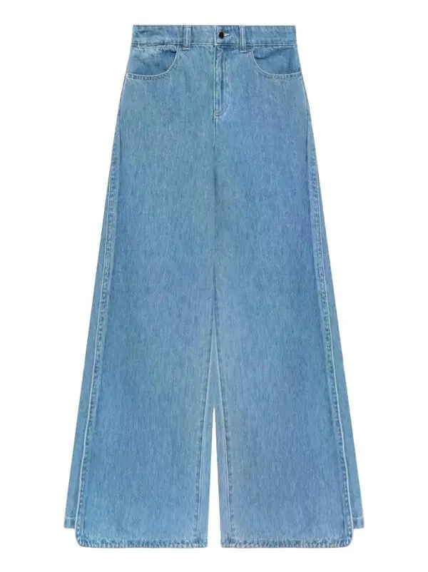 Emporio Armani Side-slit Wide-leg Jeans - Blue