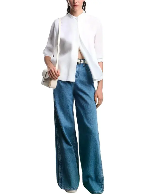 Emporio Armani Side-slit Wide-leg Jeans - Blue