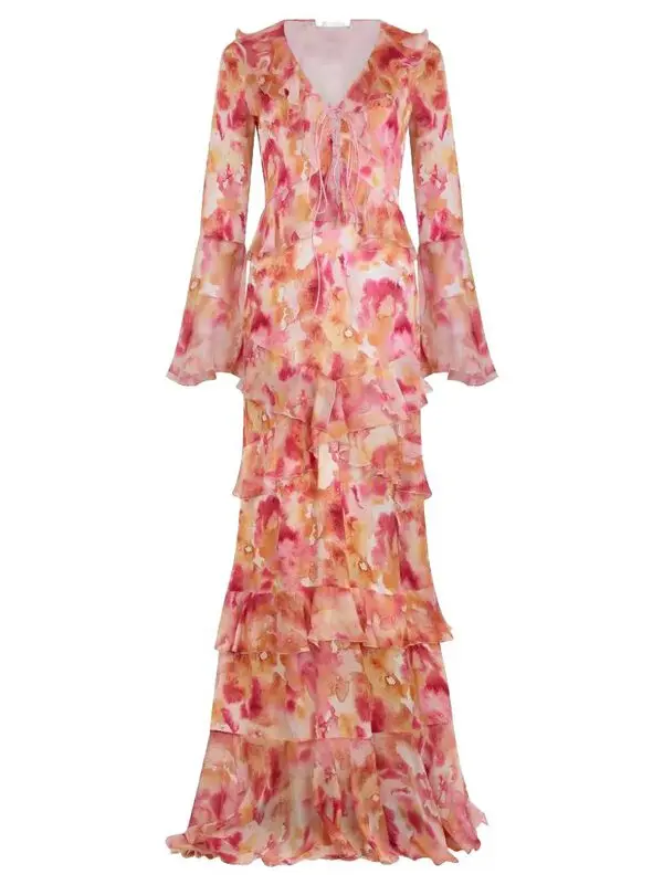 LES FILLES D'EVA Ruffled Tiered Dress - Pink