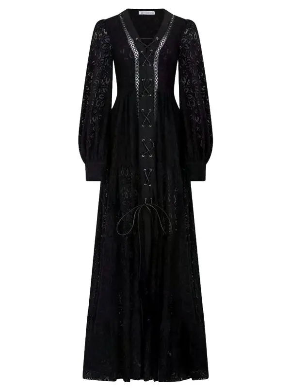 LES FILLES D'EVA Lace-up Tiered Dress - Black