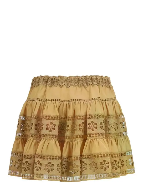 Charo Ruiz Ibiza Lea Broderie Anglaise Tiered Skirt - Neutrals