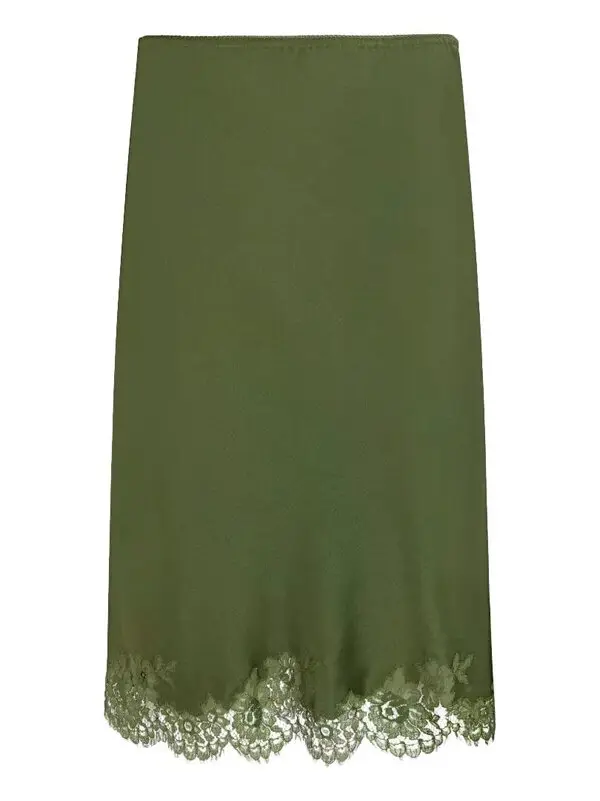 Saint Laurent Lace-trimmed Midi Skirt - Green