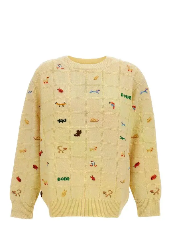 BODE Zoologist Embroidered Sweater - Neutrals