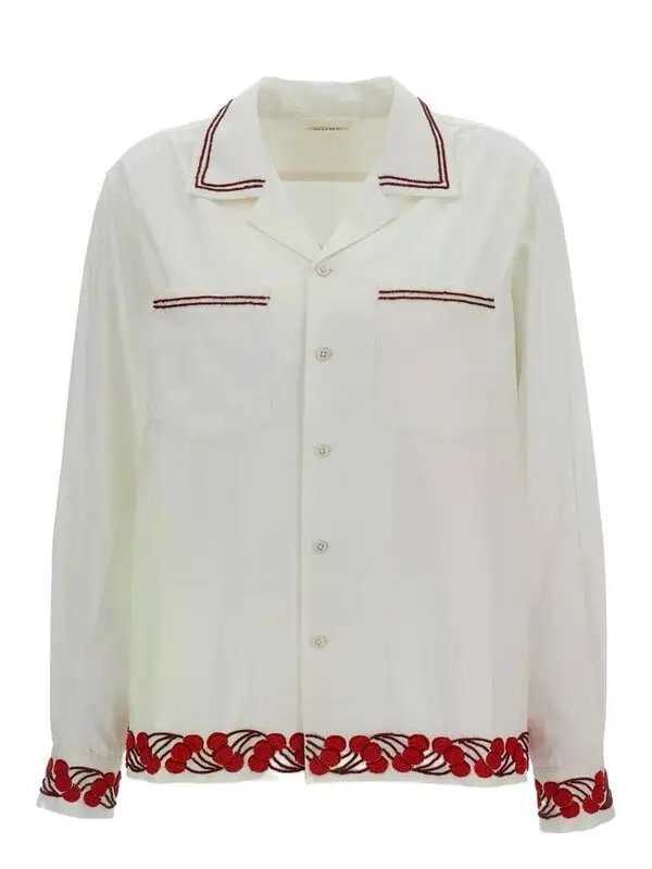 BODE Cherry Lane Bead-embellished Shirt - Neutrals