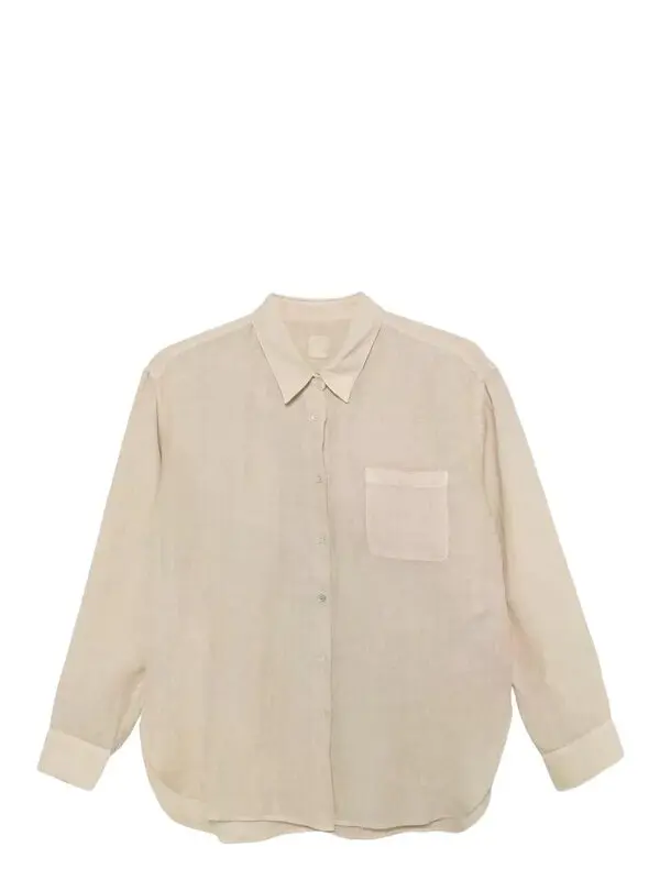 120% Lino Chest-pocket Curved-hem Shirt - Neutrals