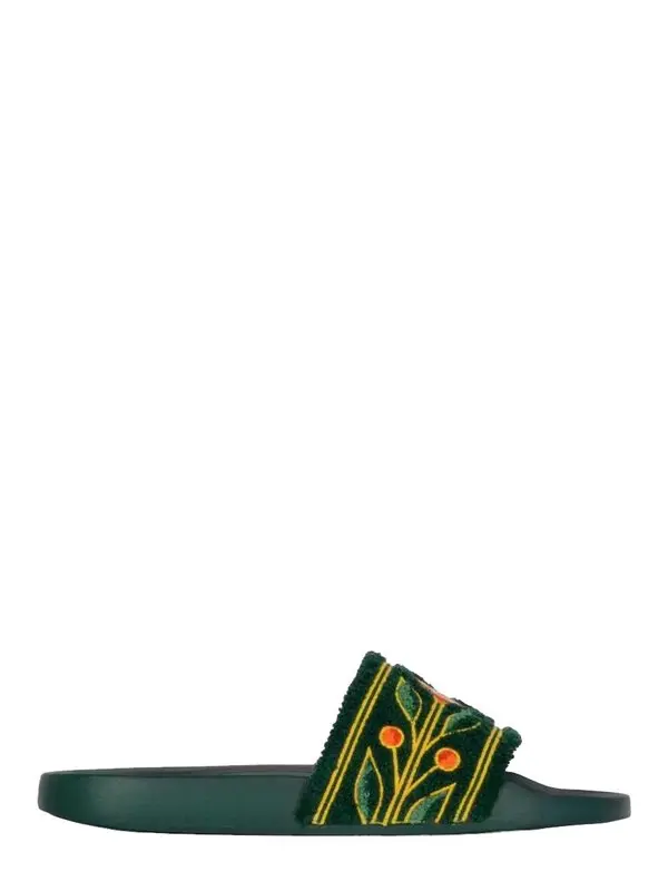 Casablanca Laurel Terry Embroidered Sandals - Green