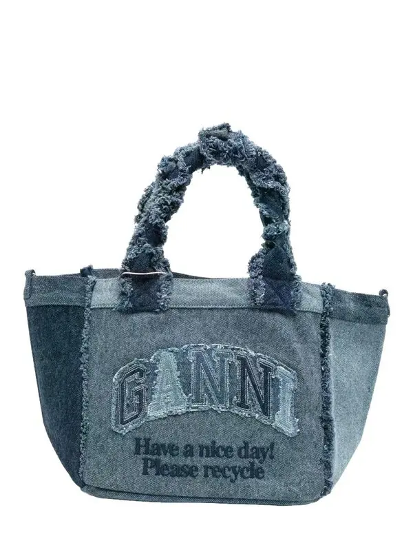 GANNI Panelled Denim Tote Bag - Blue