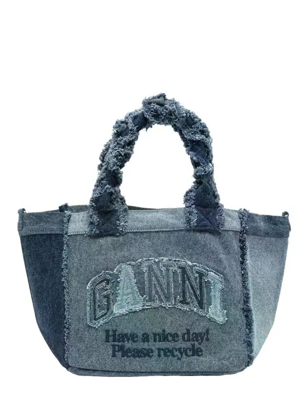 GANNI Panelled Denim Tote Bag - Blue