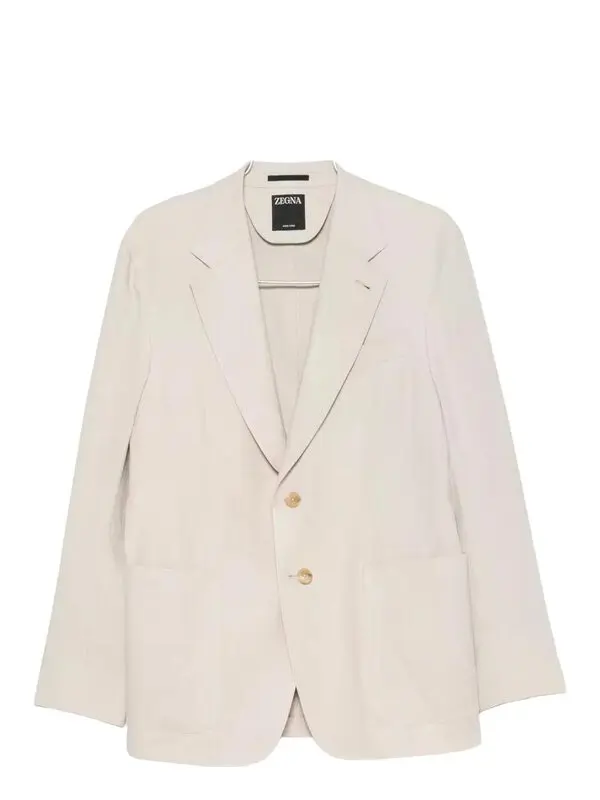 Zegna Single-breasted Patch-pocket Blazer - Neutrals