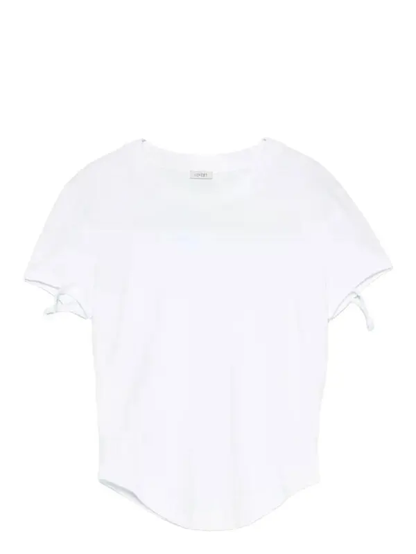 COVERT Tie-detail Curved-hem T-shirt - White