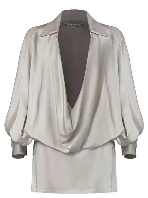 NINEMINUTES The Mona Draped Mini Dress - Neutrals