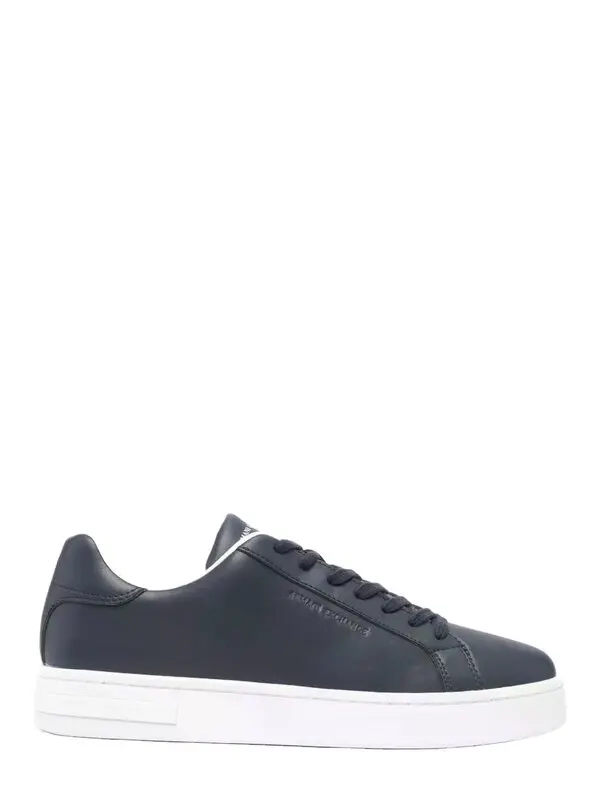 Armani Exchange Logo Debossed Leather Sneakers - Blue