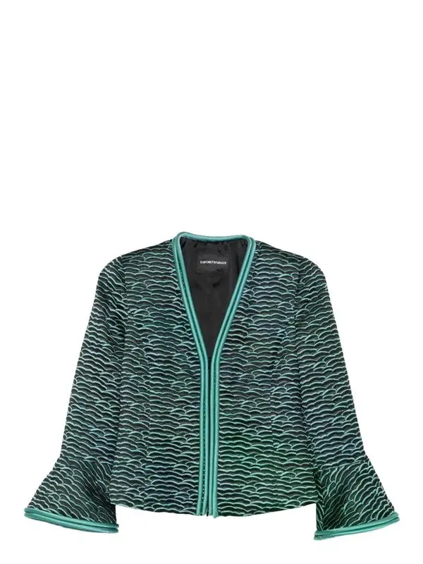 Emporio Armani Textured Ruffled-sleeve Jacket - Black