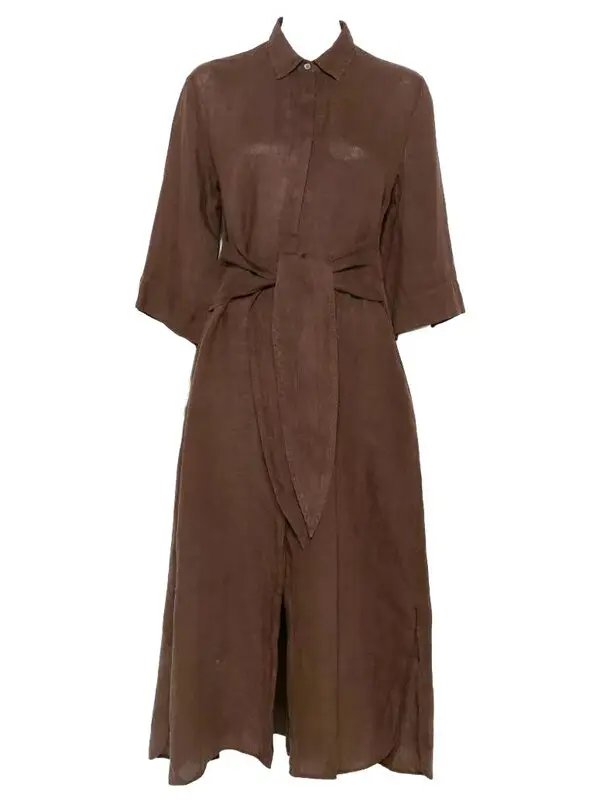ARCHIVIO '67 Belted Button-fastening Midi Dress - Brown