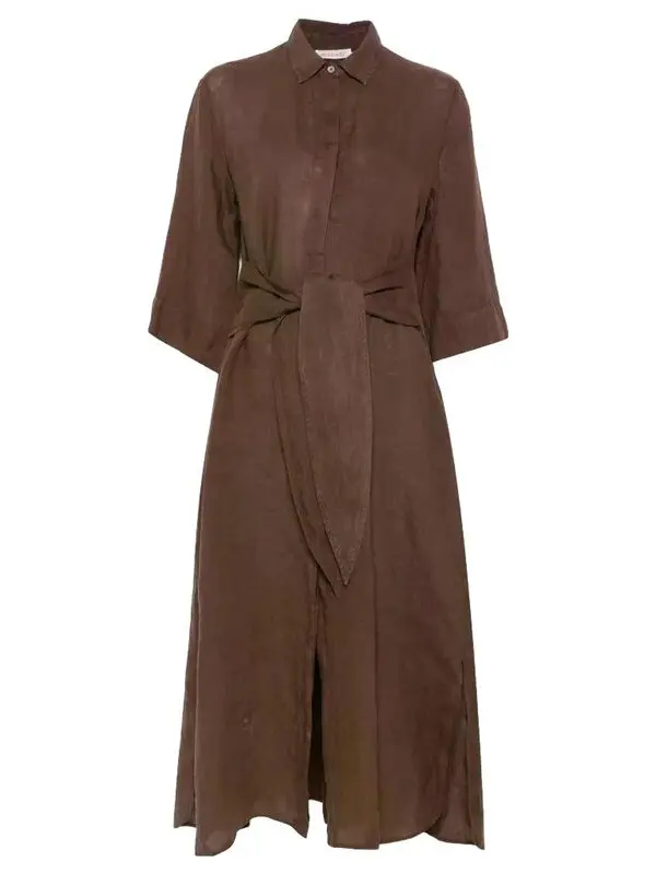 ARCHIVIO '67 Belted Button-fastening Midi Dress - Brown