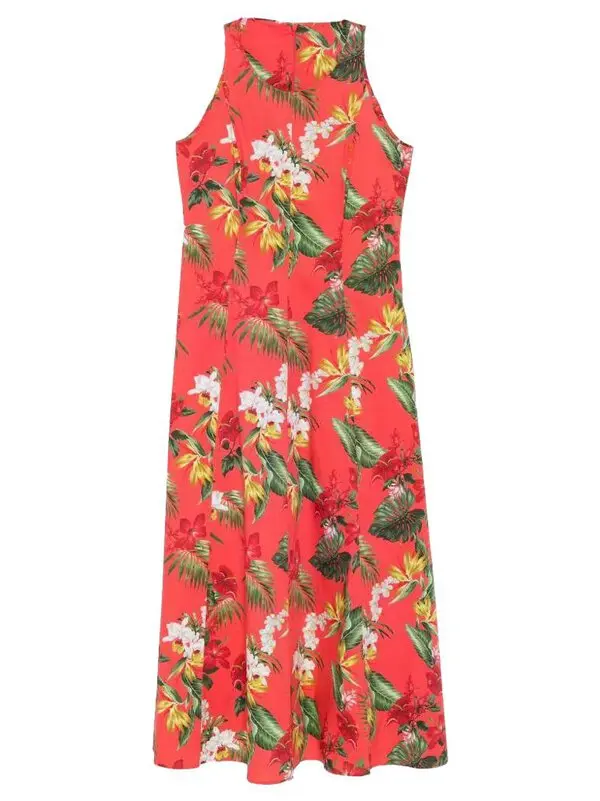 ARCHIVIO '67 Floral-print Midi A-line Dress - Red