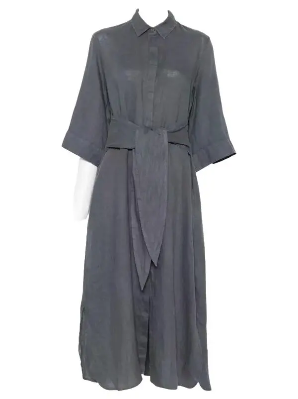 ARCHIVIO '67 Belted Button-up Midi Dress - Grey