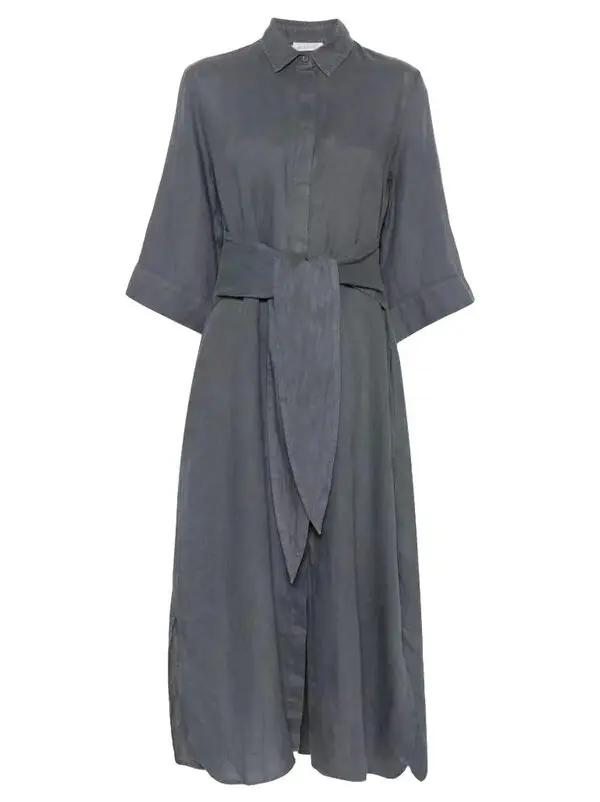 ARCHIVIO '67 Belted Button-up Midi Dress - Grey