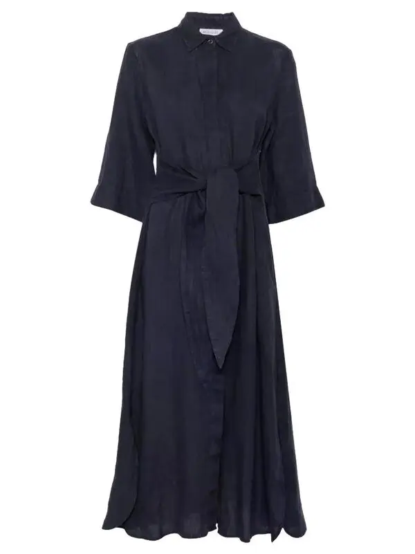 ARCHIVIO '67 Tie-waist Midi Shirt Dress - Blue