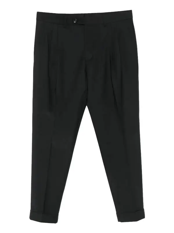 BE ABLE Pleated Turn-up Trousers - Black