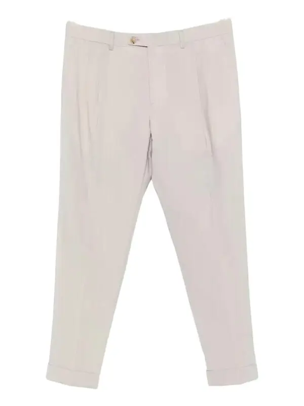 BE ABLE Pleated Turn-up Trousers - Neutrals