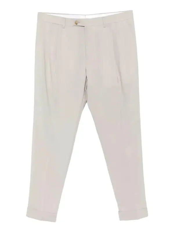 BE ABLE Pleated Turn-up Trousers - Neutrals