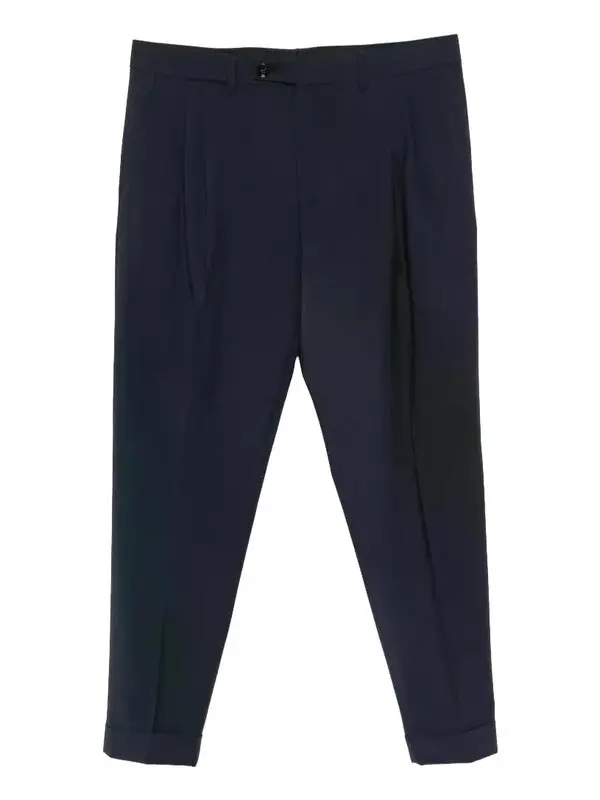 BE ABLE Pleated Turn-up Trousers - Blue