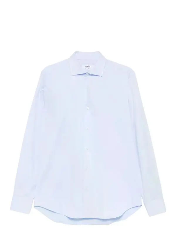 VELA SHOP Long-sleeve Spread-collar Shirt - Blue