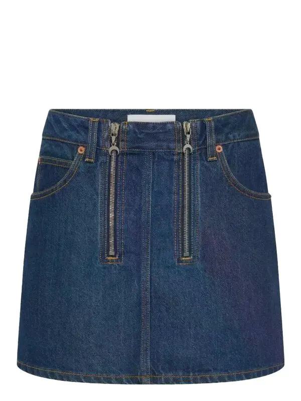 MARINE SERRE Zip-detail Denim Skirt - Blue