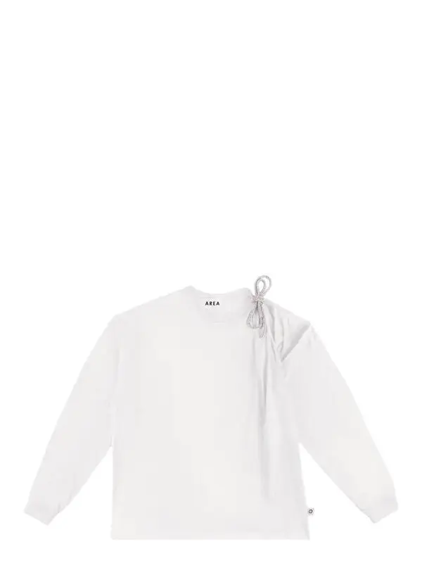 AREA Crystal-embellished Cut-out T-shirt - White