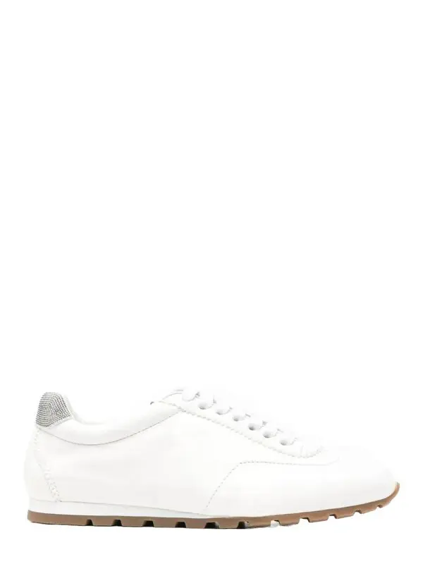 DOUCAL'S Crystal-embellished Leather Sneakers - White