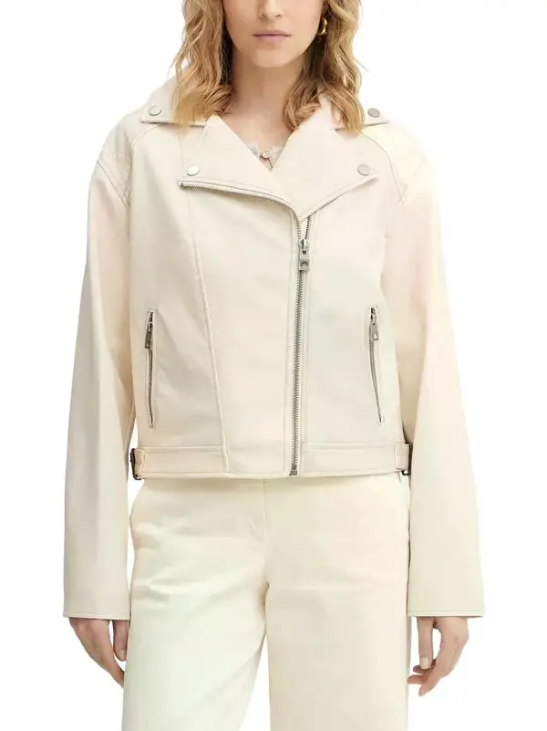 Guess Quilted-panel Biker Jacket - Neutrals