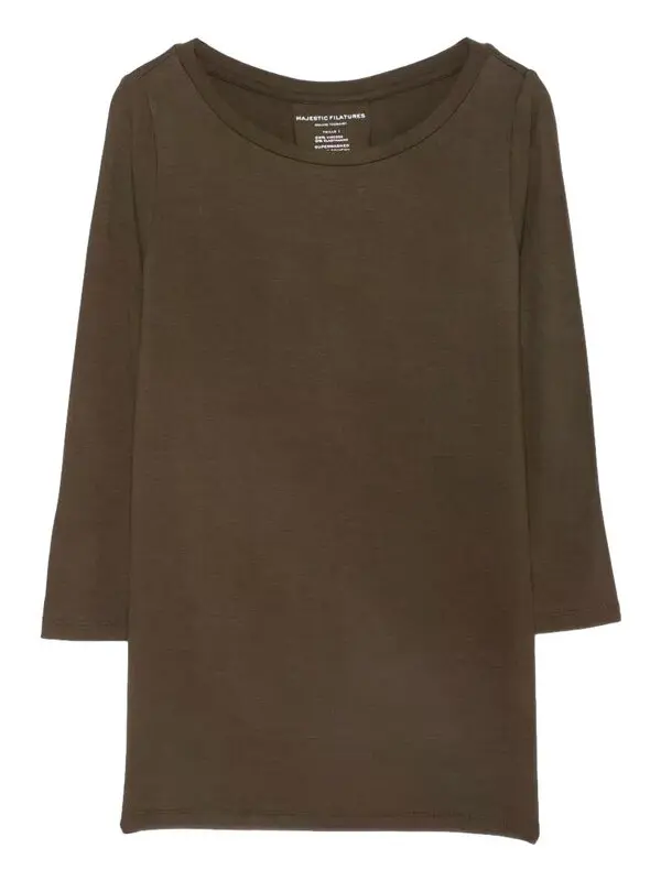 Majestic Filatures Scoop-neck T-shirt - Brown