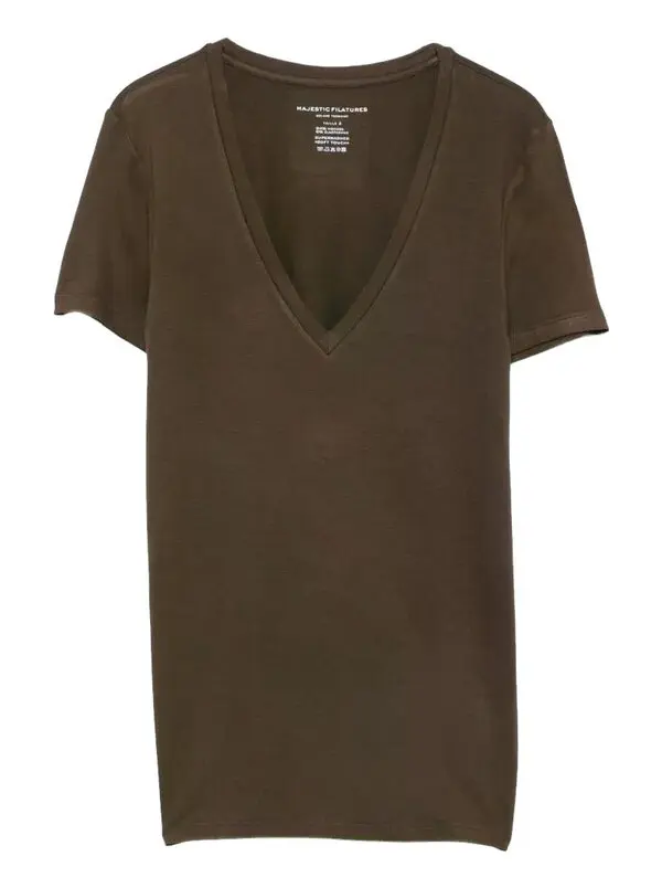 Majestic Filatures V-neck Short-sleeve T-shirt - Brown