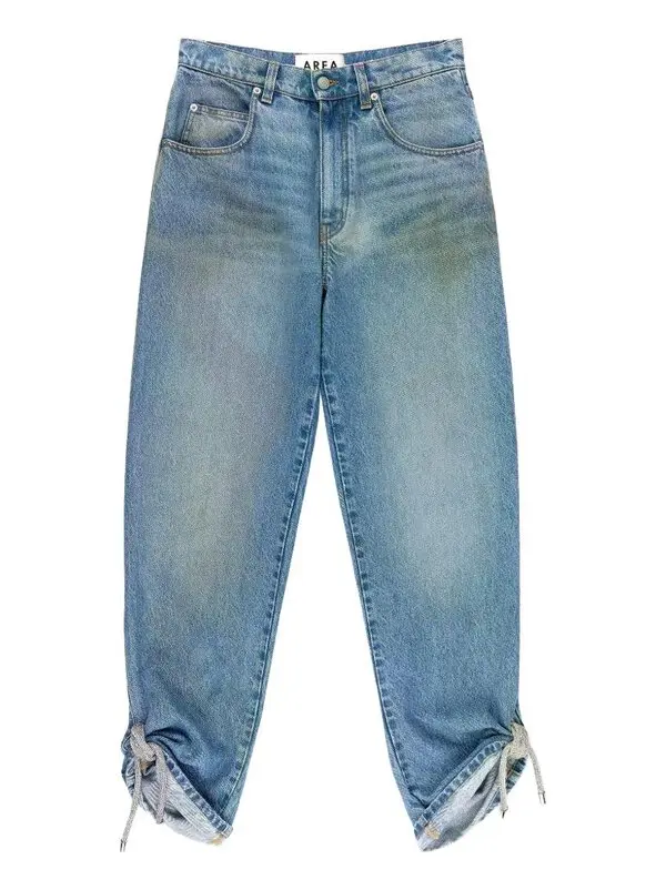 AREA Crystal-embellished Knot Jeans - Blue
