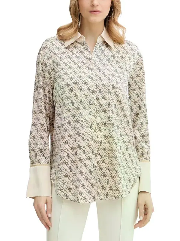 Guess Patterned Collared Shirt - Neutrals