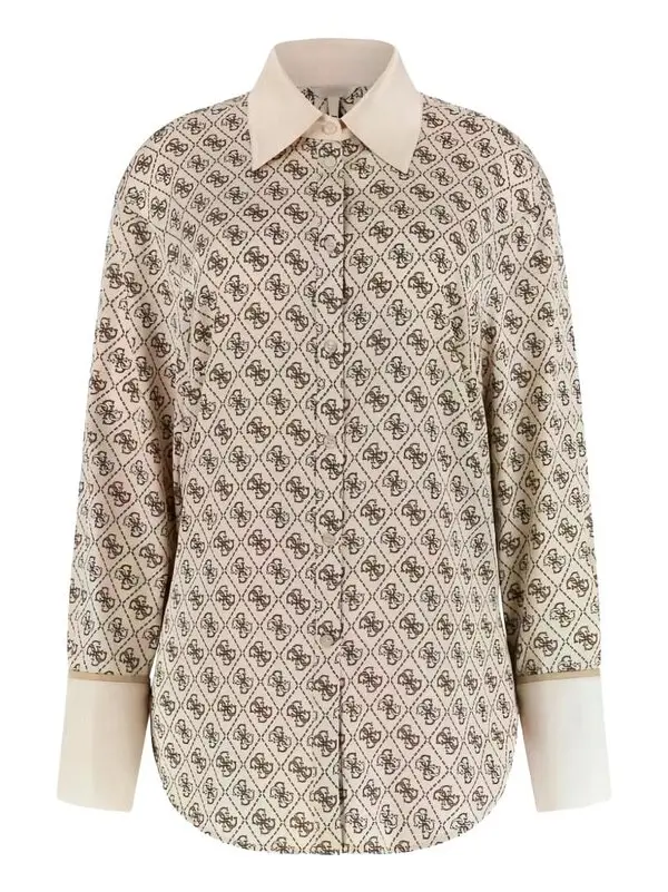 Guess Patterned Collared Shirt - Neutrals